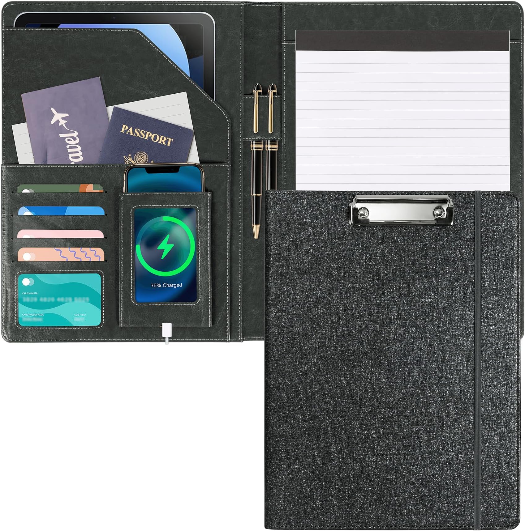 Amazon.com : Leather Padfolio with Clipboard Folio Folder Padfolios for ...