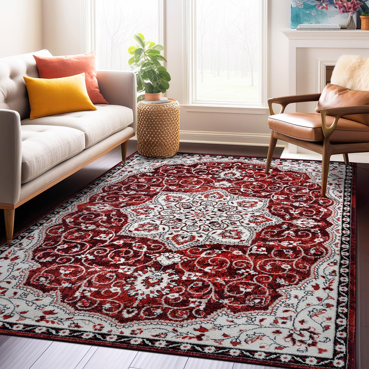 Amazon.com: Rugshop Traditional Medallion High Traffic Living Room ...