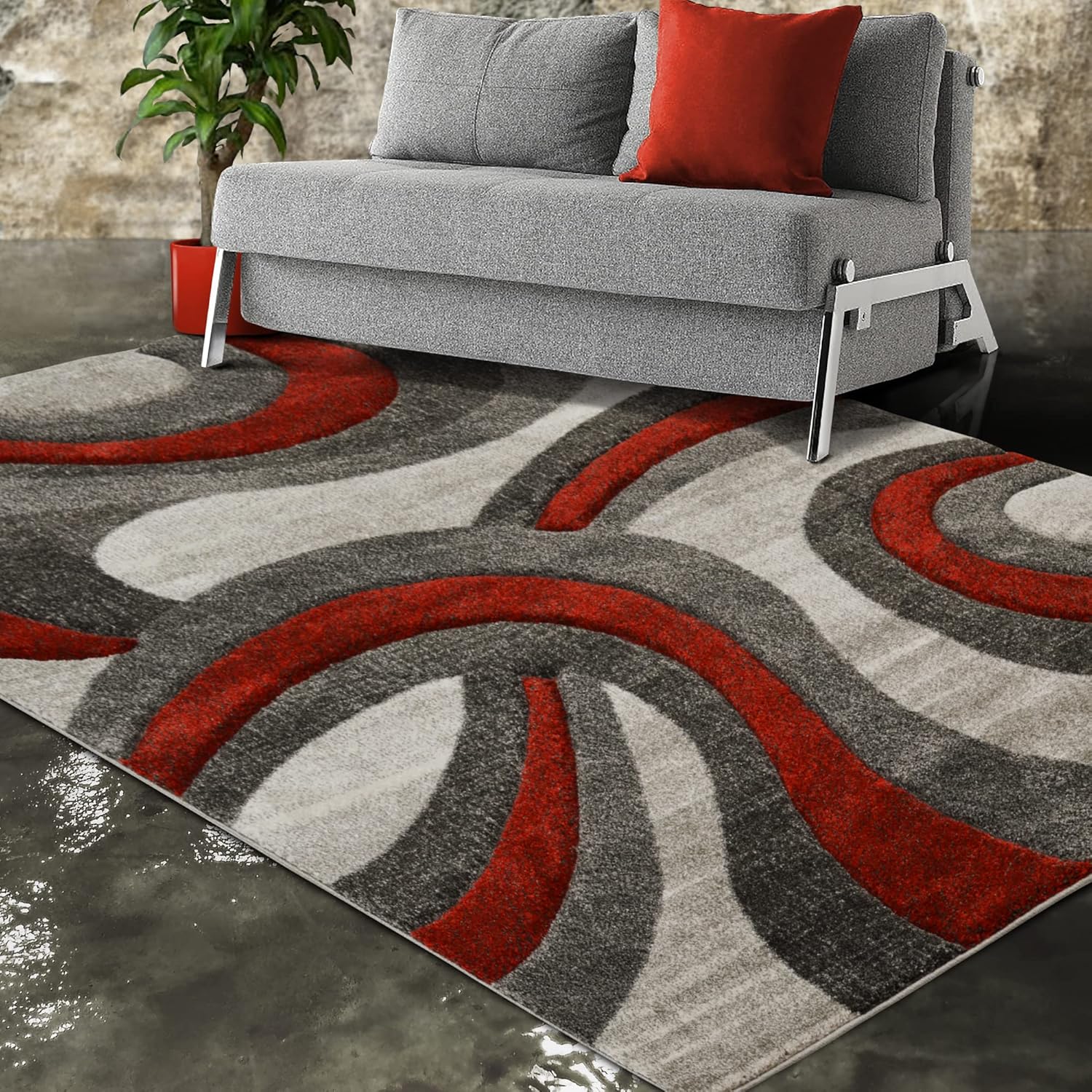 Amazon.com: Allstar 5x7 Grey Modern & Contemporary Hand Carved ...