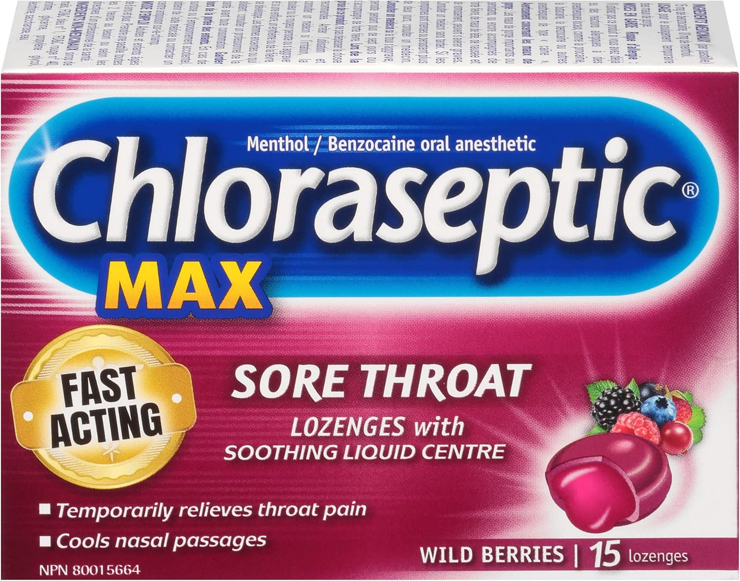 Chloraseptic Maximum Strength Sore Throat Lozenges with soothing liquid ...