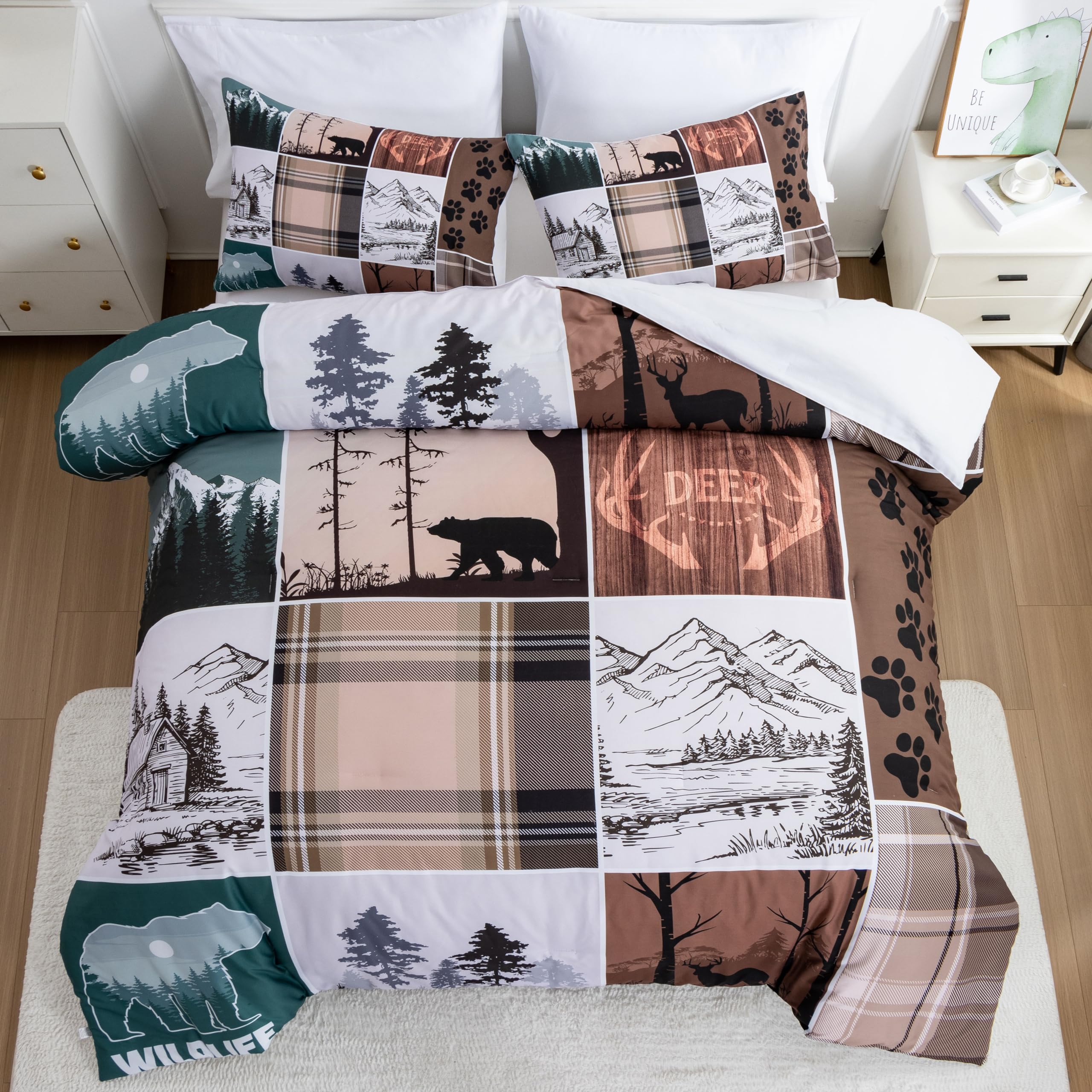 Amazon.com: Btargot Lightweight Soft 3 Piece Rustic Patchwork Woodland ...