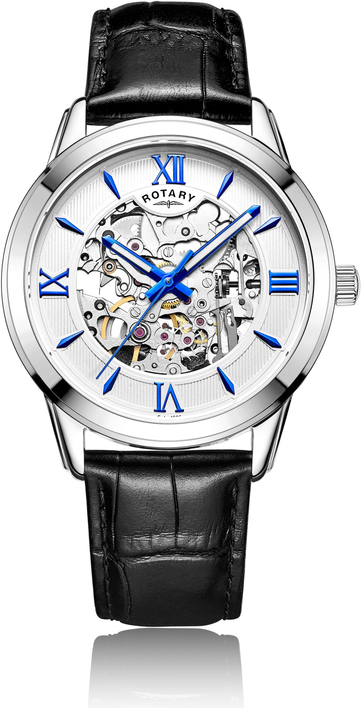 Rotary Men's Automatic Watch with Silver Dial Analogue Display and ...