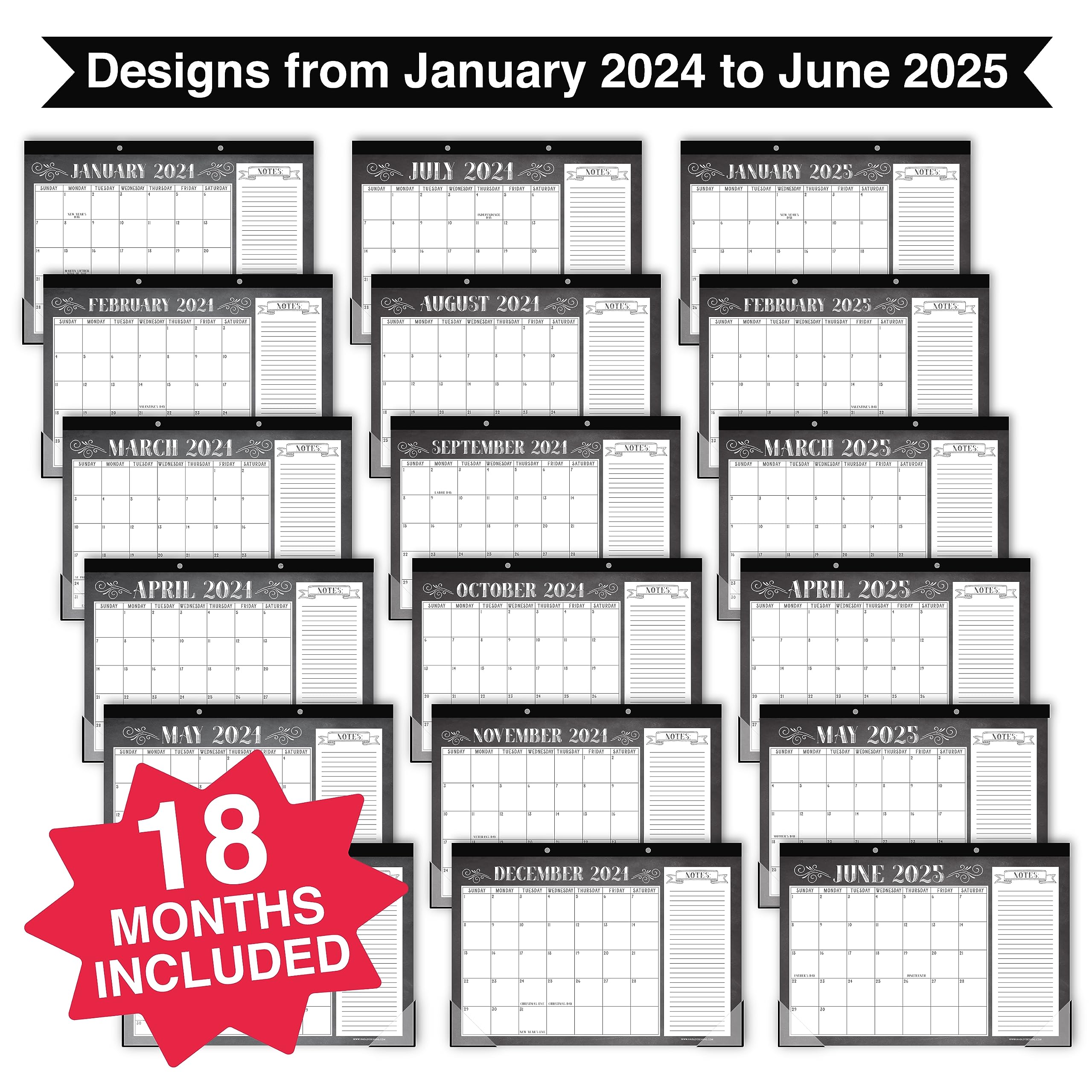 Snapklik.com : Hadley Designs Chalkboard Large Desk Calendar 2024-2025 ...