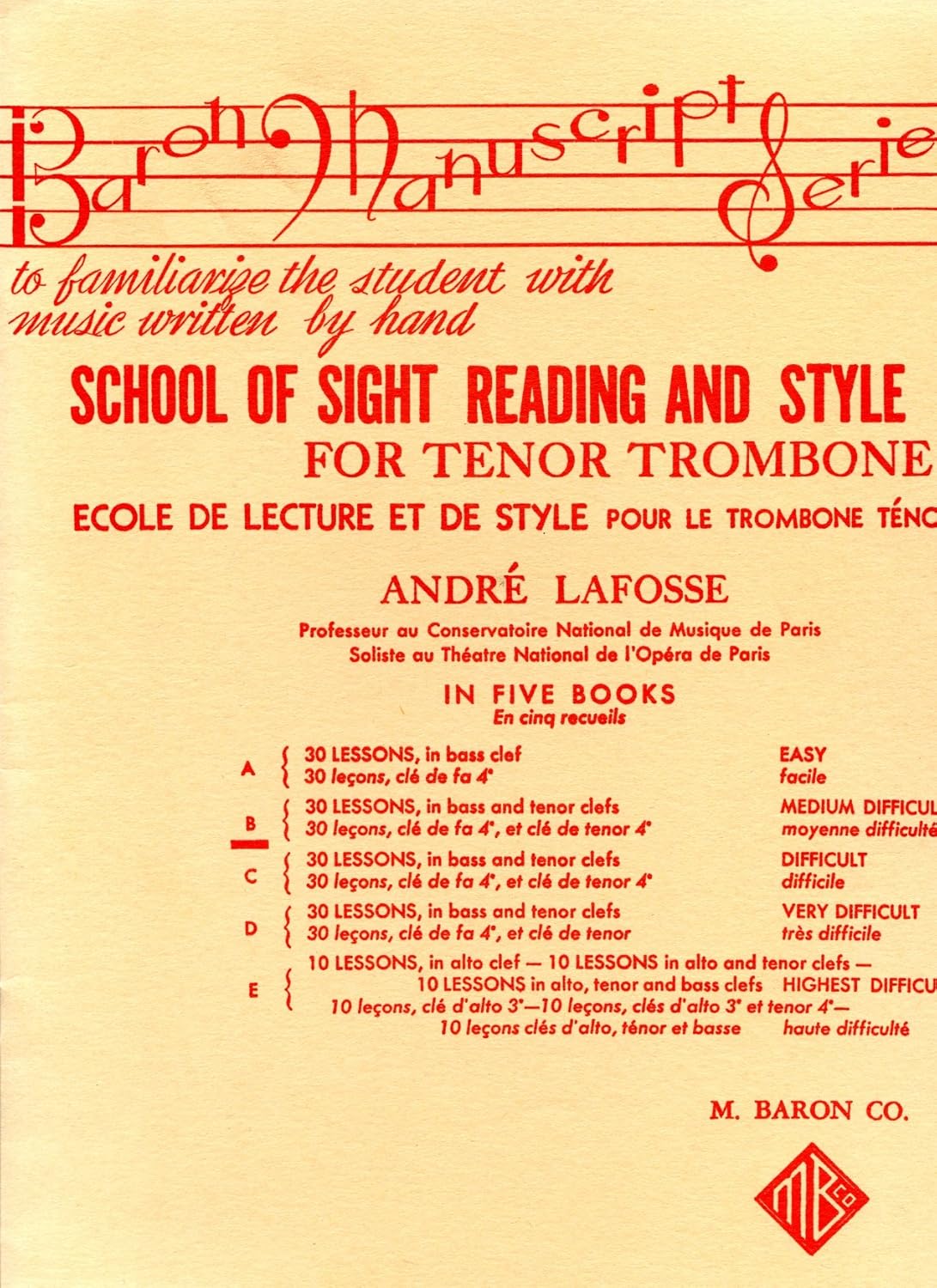 School of Sight Reading and Style for Tenor Trombone (30 Lessons, bass ...