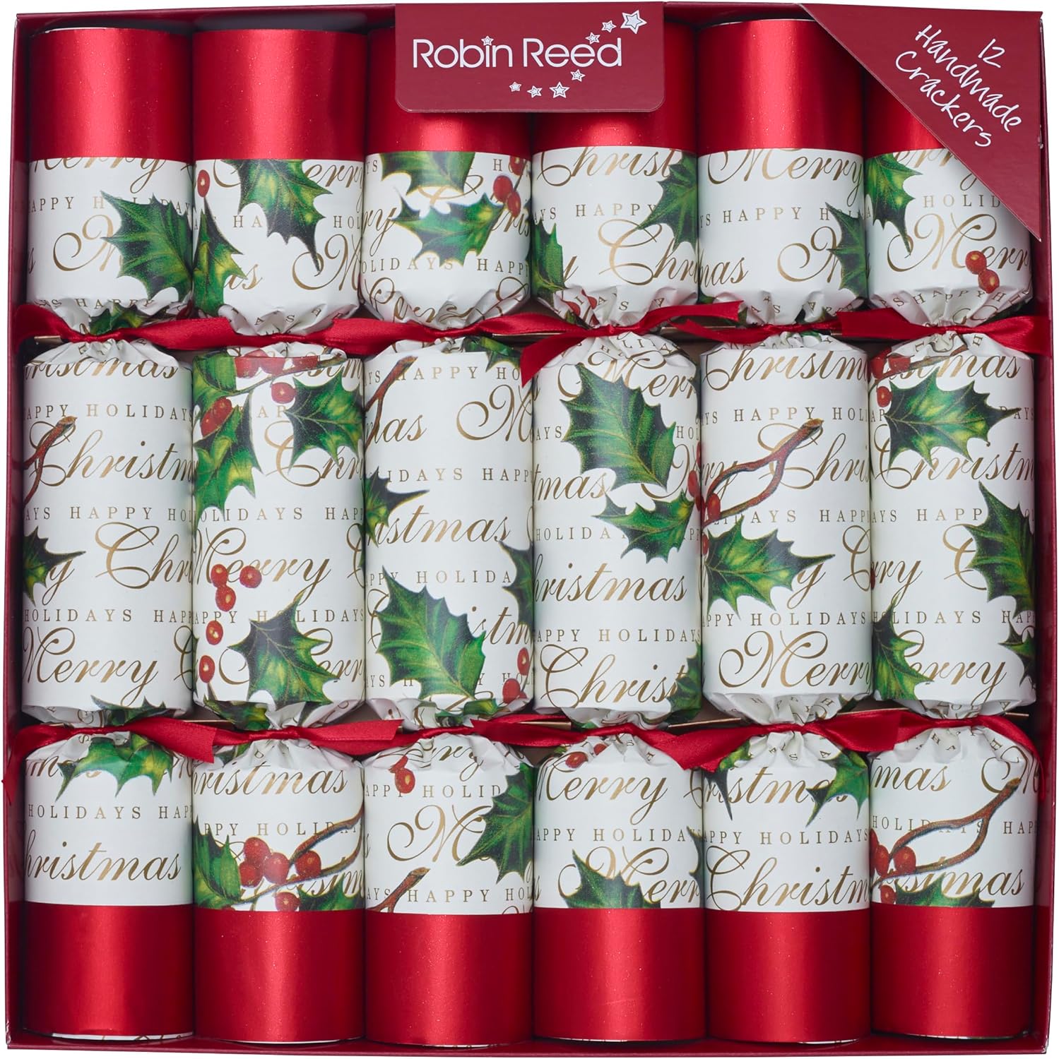 Robin Reed 12 x 12 inch (30cm) Handmade Christmas Crackers Classic Bows ...