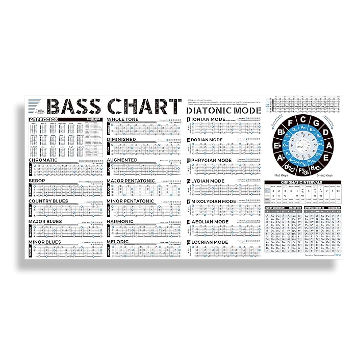 Buy Bass Scales Notes Chart Poster of Pentatonic Scales | Blues Scales ...