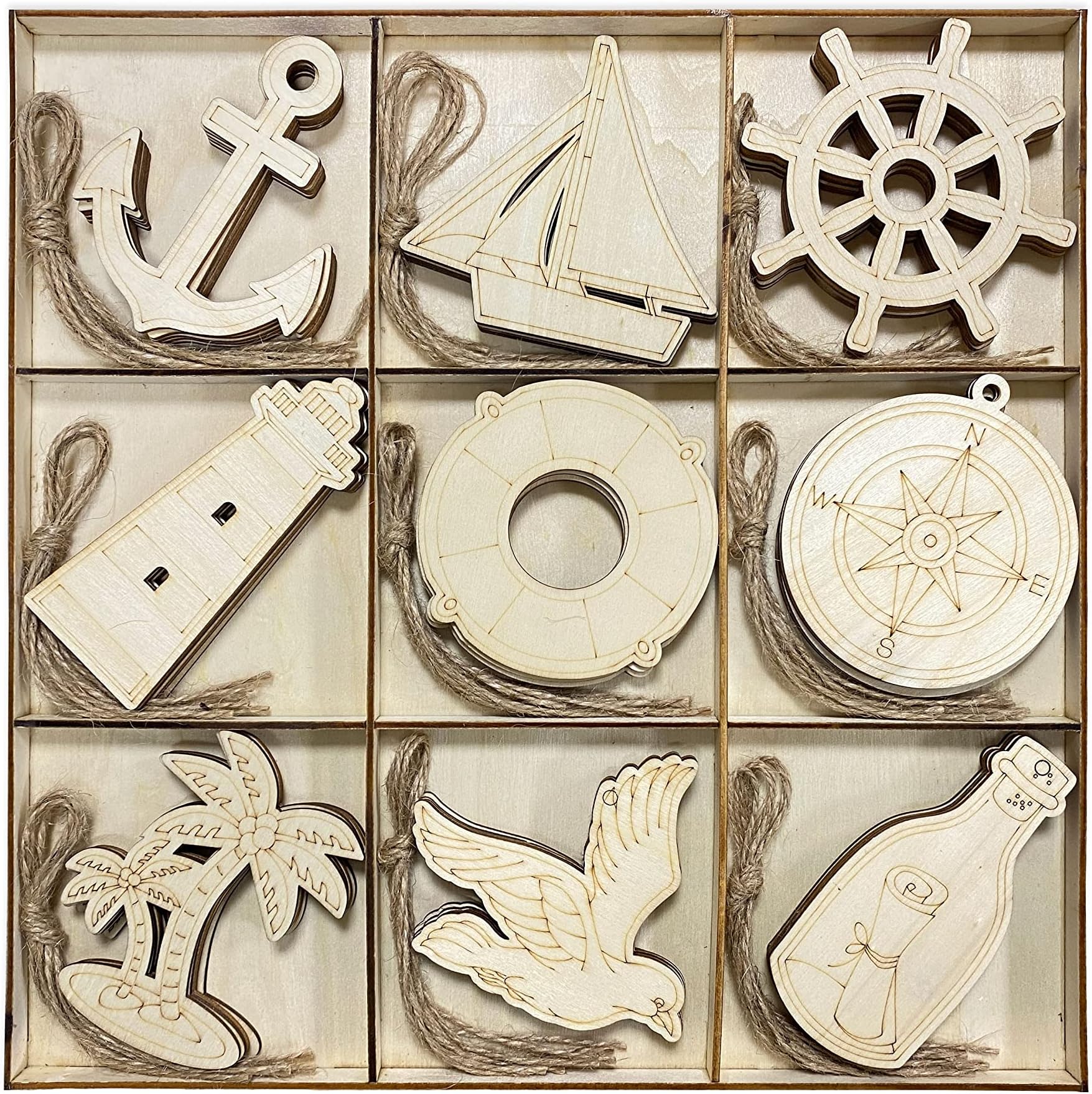 Amazon.com: KCHEX 30 Pcs Wooden Anchor Rudder Shape Decoration to Paint ...