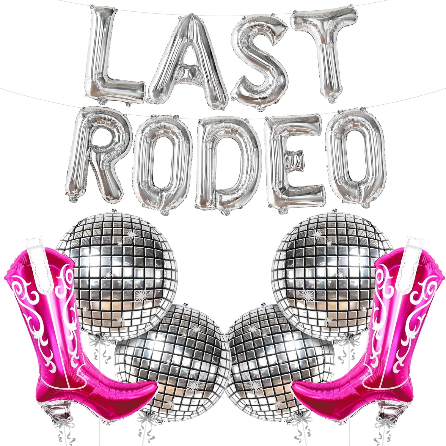Amazon.com: KatchOn, 15 pcs Last Rodeo Balloons Set - Silver, Disco ...