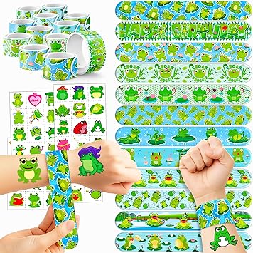 Amazon.com: 72 PCS Frog Party Favors 48 PCS Temporary Pre-cut Tattoos ...