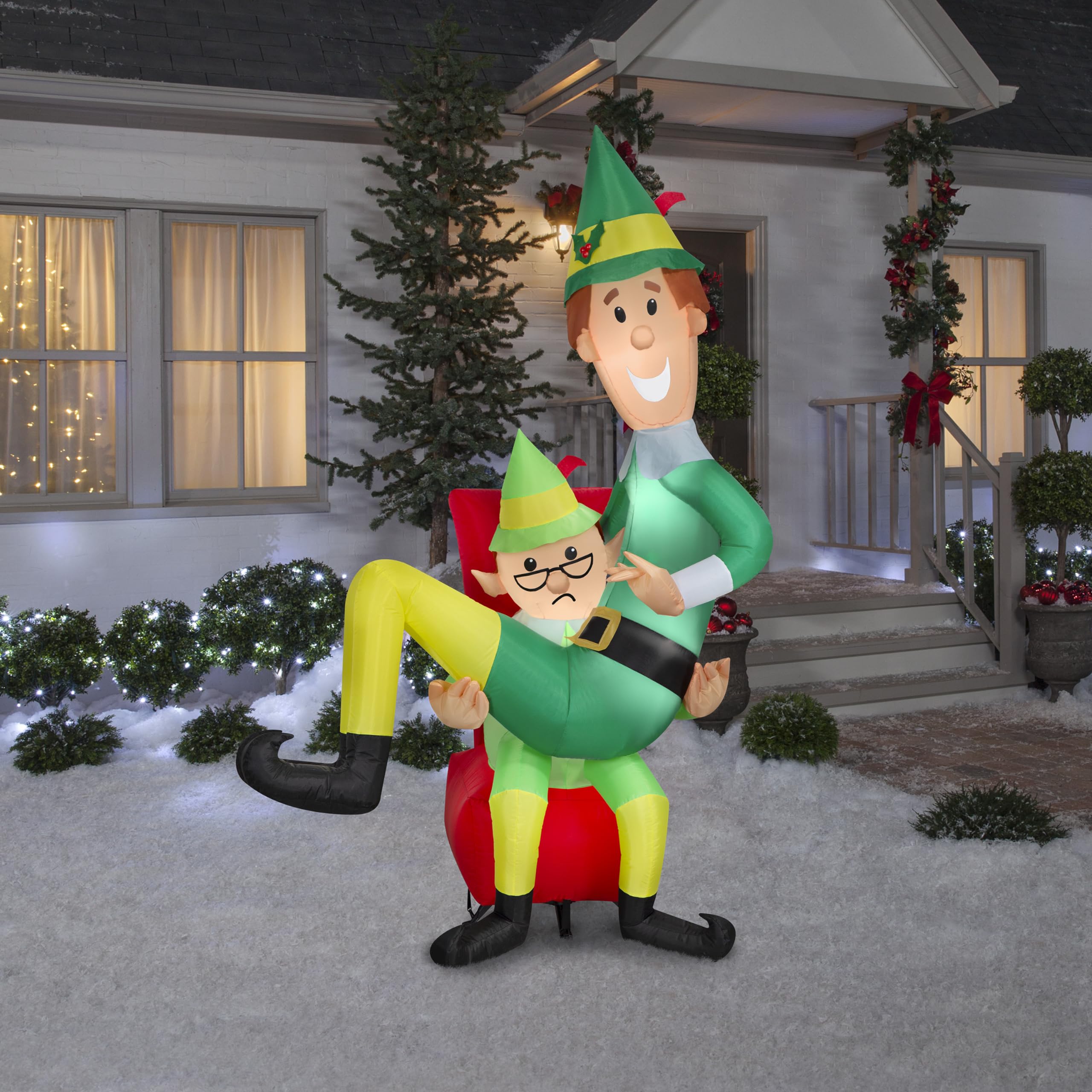 Snapklik.com : Gemmy Christmas Inflatable Buddy The Elf On Papa Elfs Lap