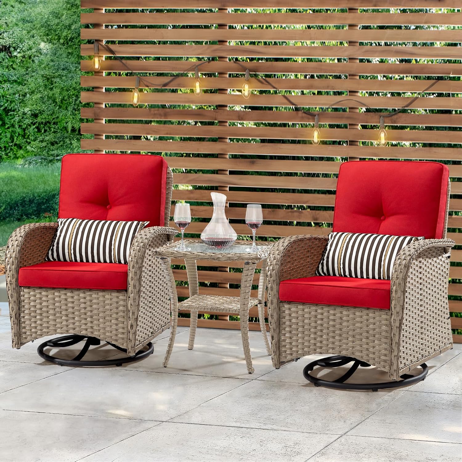 Amazon.com: MeetLeisure Patio Swivel Glider Wicker Chairs - Outdoor ...