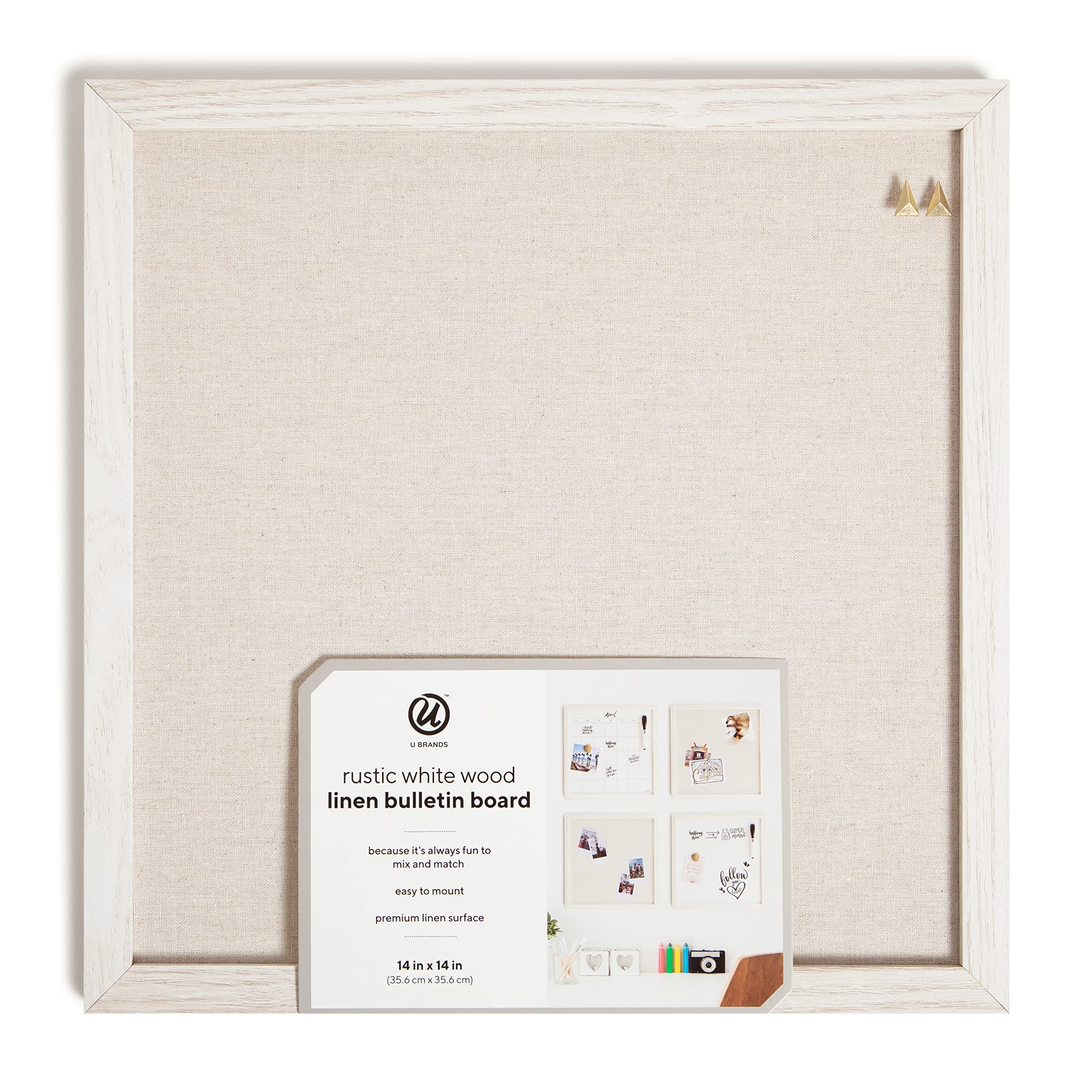 Snapklik.com : Rustic Linen Bulletin Board, 14x14, White Wood Style ...
