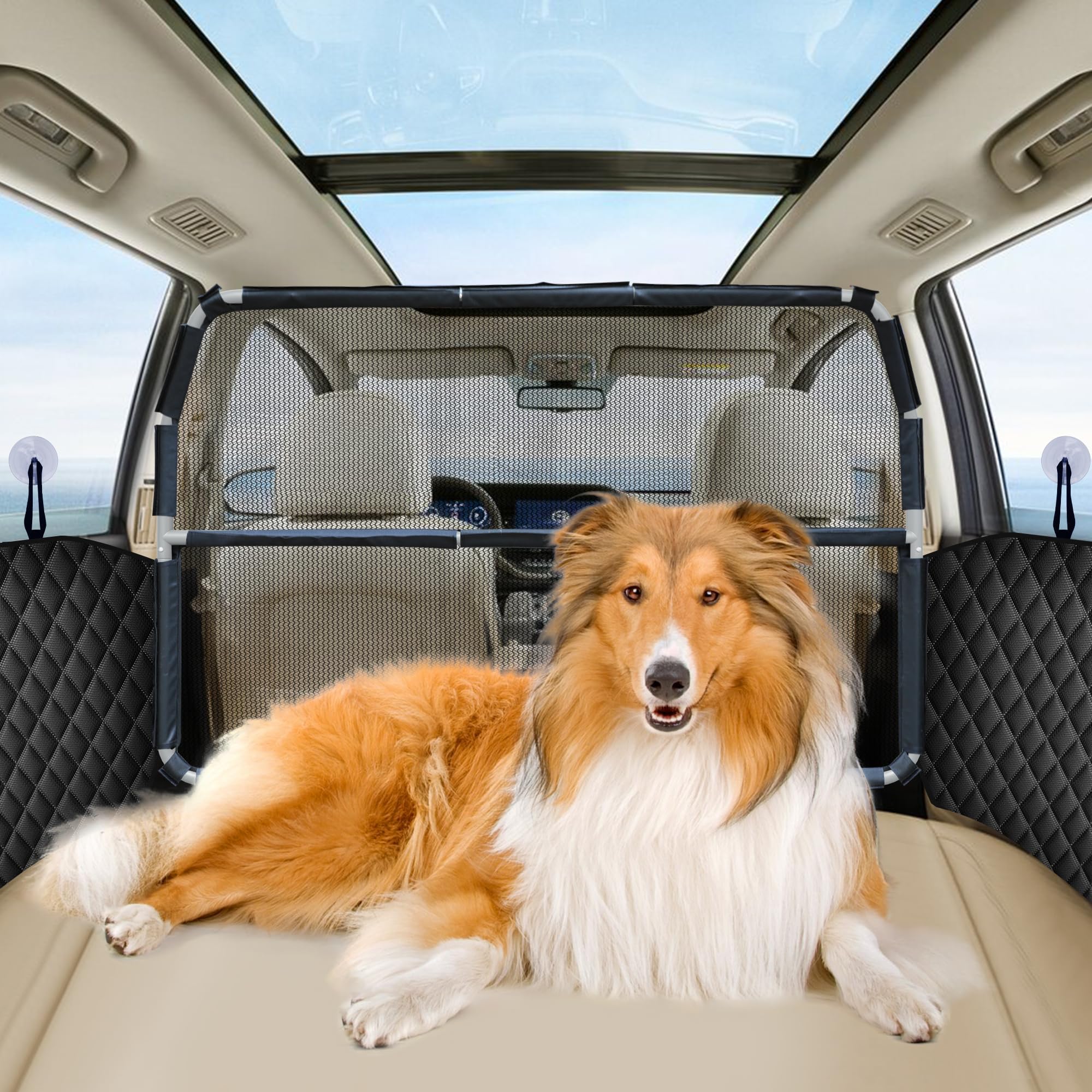 Amazon.com: Dog Car Barrier with 2-Pack Car Door Protectors, 50" Wide ...