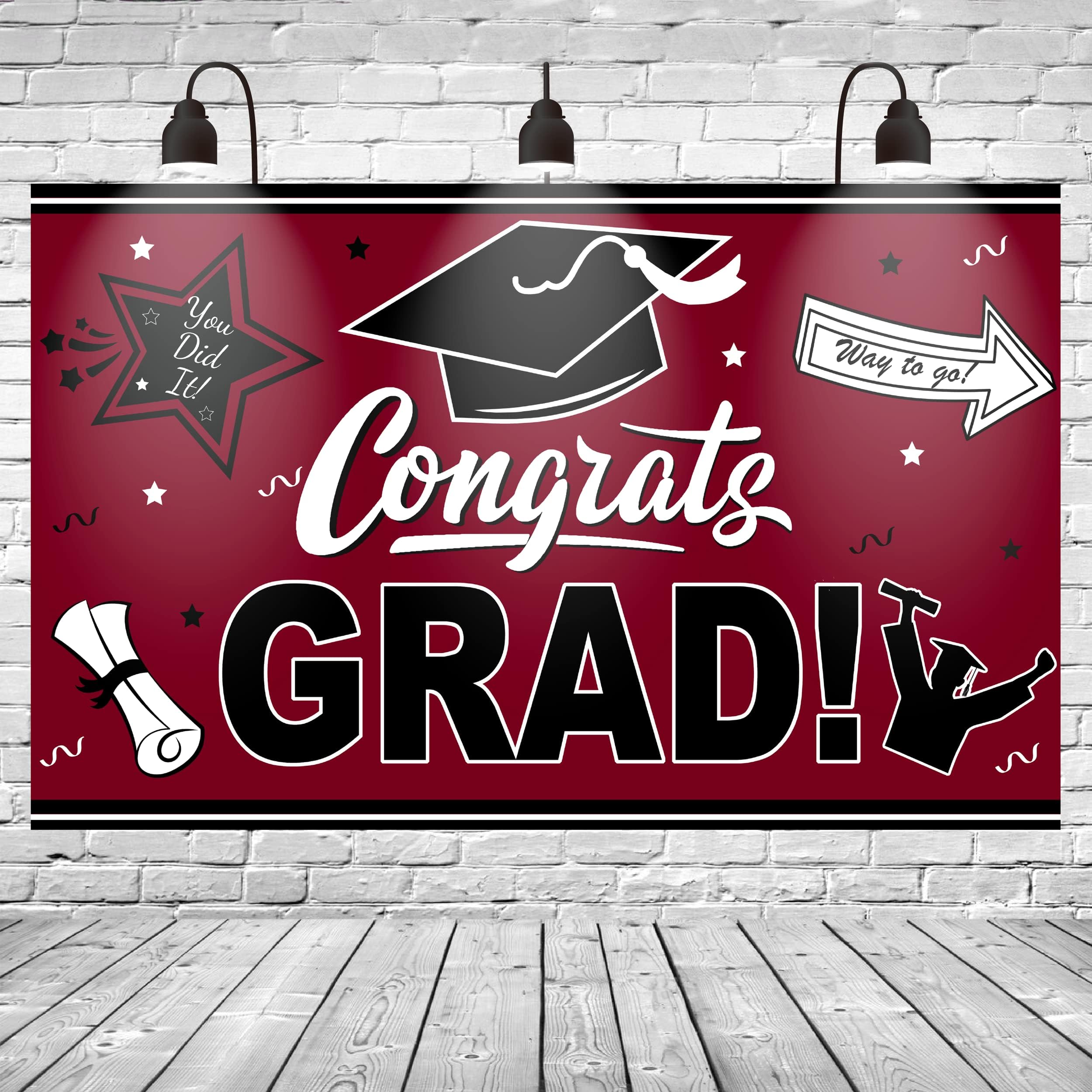 Amazon.com: Congrats Grad Banner - 72x44 Inch | Graduation Party ...