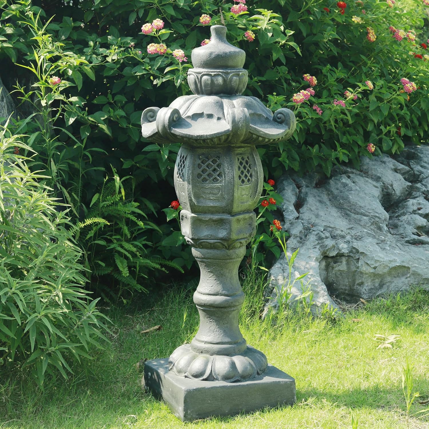 Amazon.com: ZOEJADE Large Pagoda Lantern Garden Statue 37" H Zen Asian ...