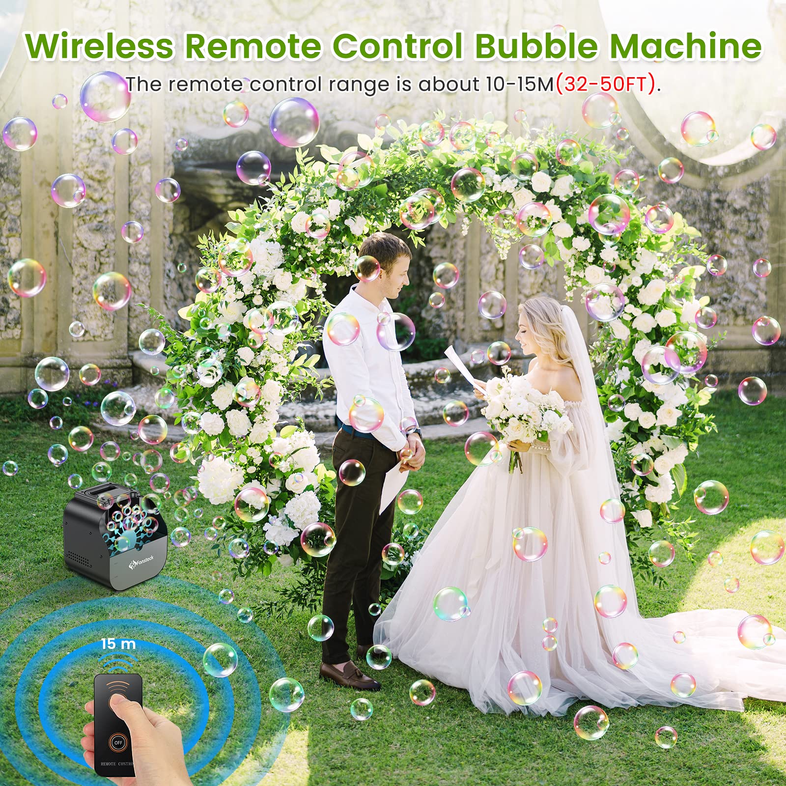 Fansteck Bubble Machine, Professional Wireless Remote Control Bubble ...