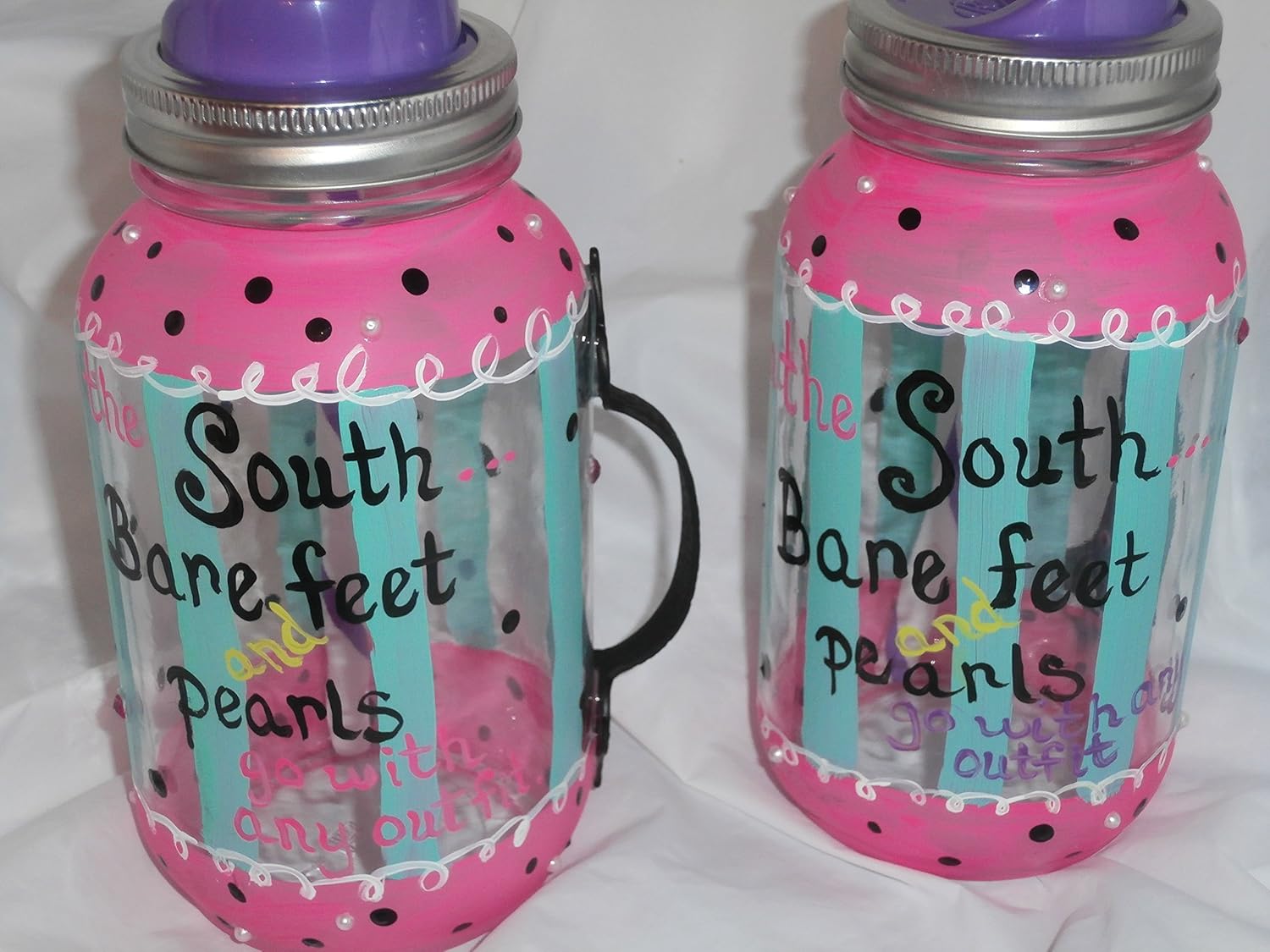 Amazon.com: Hand painted Southern bare feet and pearls handled quart ...