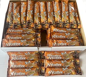NY Coffee 3 in 1 sachets 100 servings in a box - Salted caramel whitener sugar, instant coffee ...
