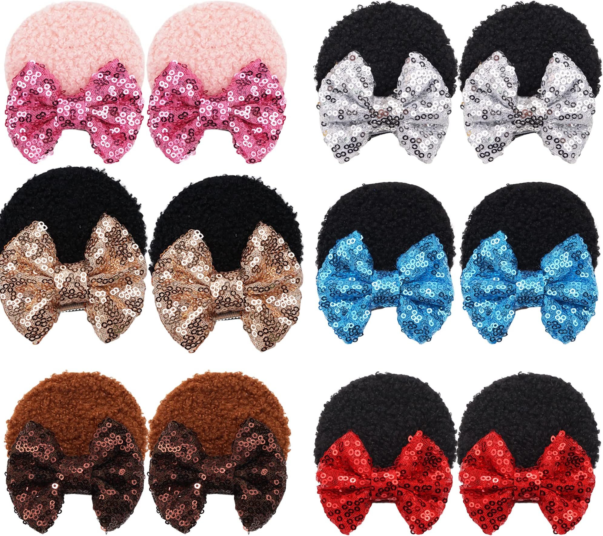 Amazon.com : CellElection 12 PCS Sequin Mouse Ears Hair Clips Glitter ...