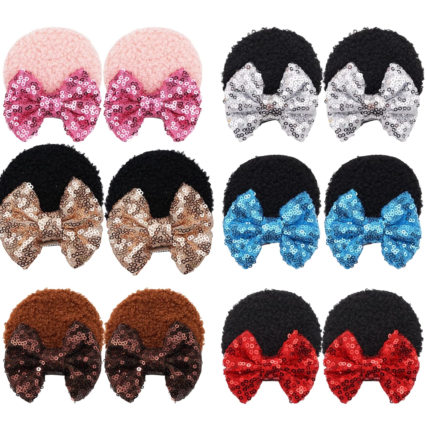 Amazon.com : CellElection 12 PCS Sequin Mouse Ears Hair Clips Glitter ...