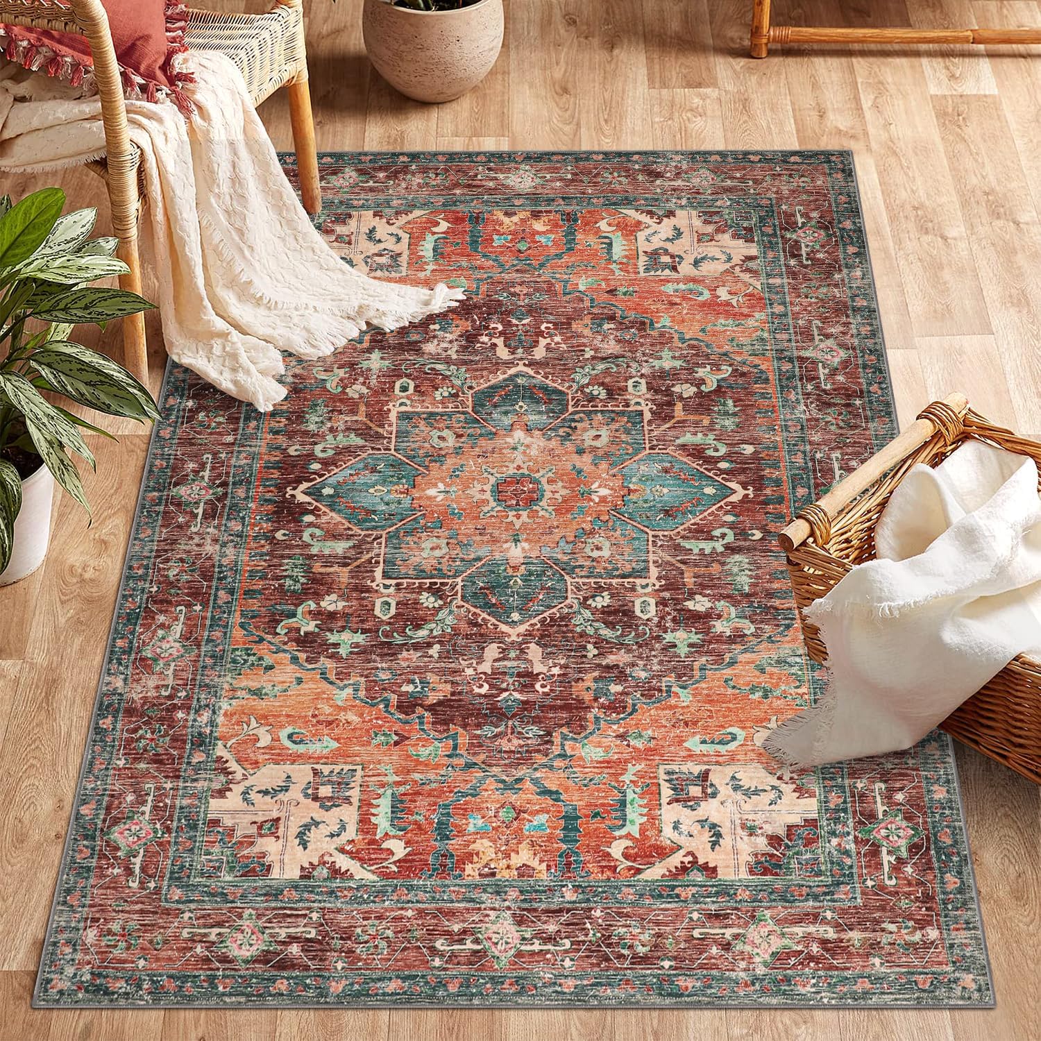 Amazon.com: VSIWB Floral Medallion Area Rugs 4x6 Vintage Boho ...