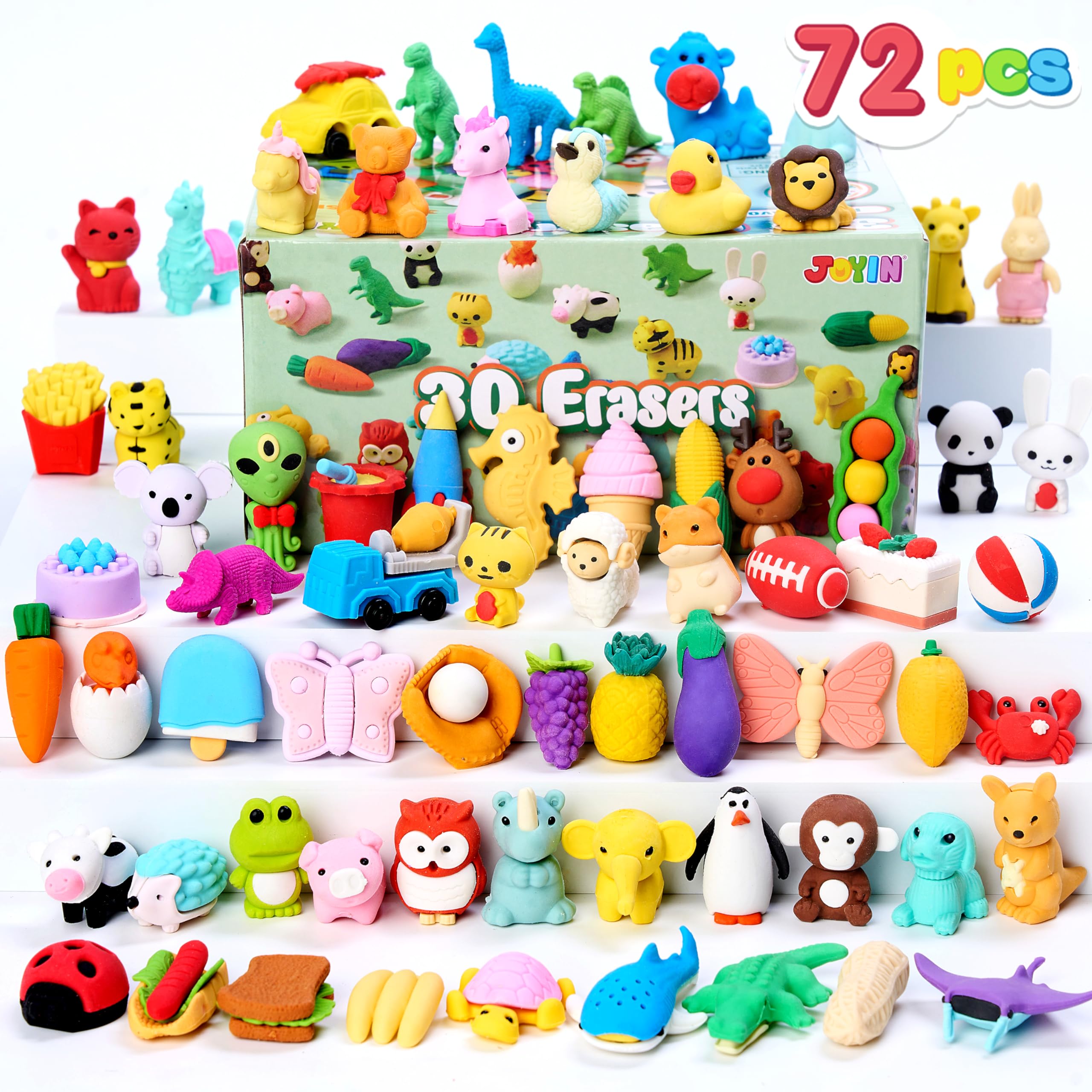 Amazon.com: JOYIN 72Pcs Animal Erasers for Kids, Cute Pencils Erasers ...