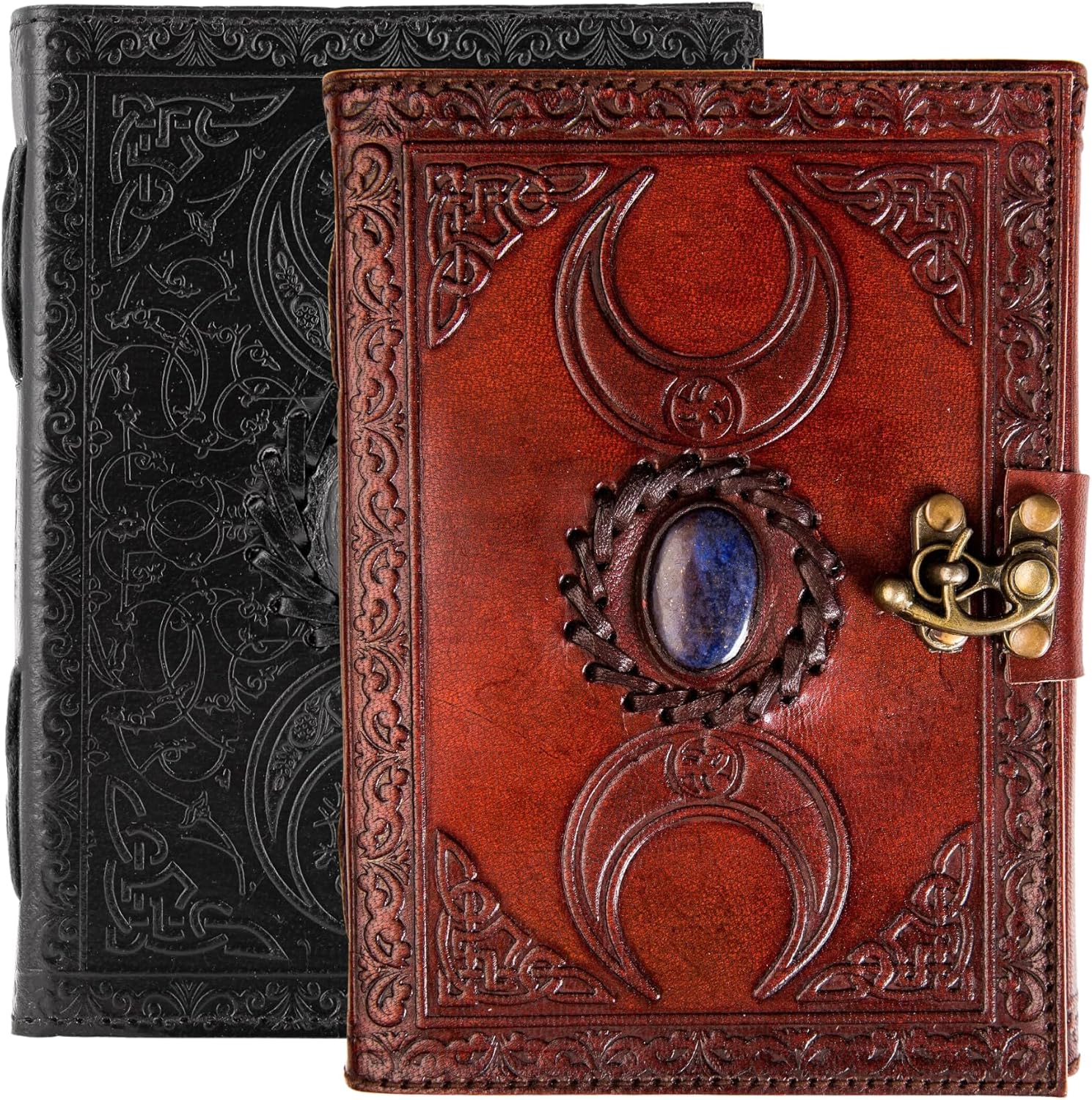 Amazon.com : 7 inch Lapis Black Leather Journal + 7 inch Lapis Brown ...