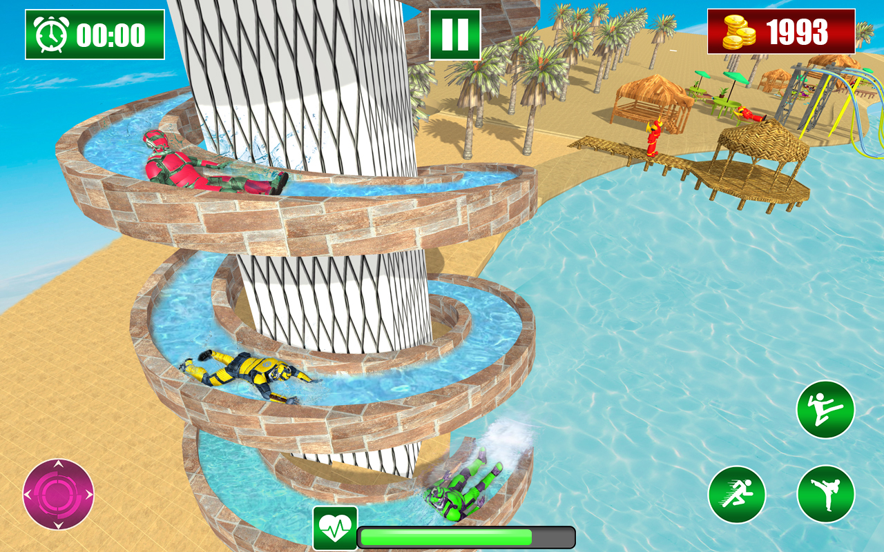 Robot Water Slide super hero water slide Game uphill Waterpark Slide ...