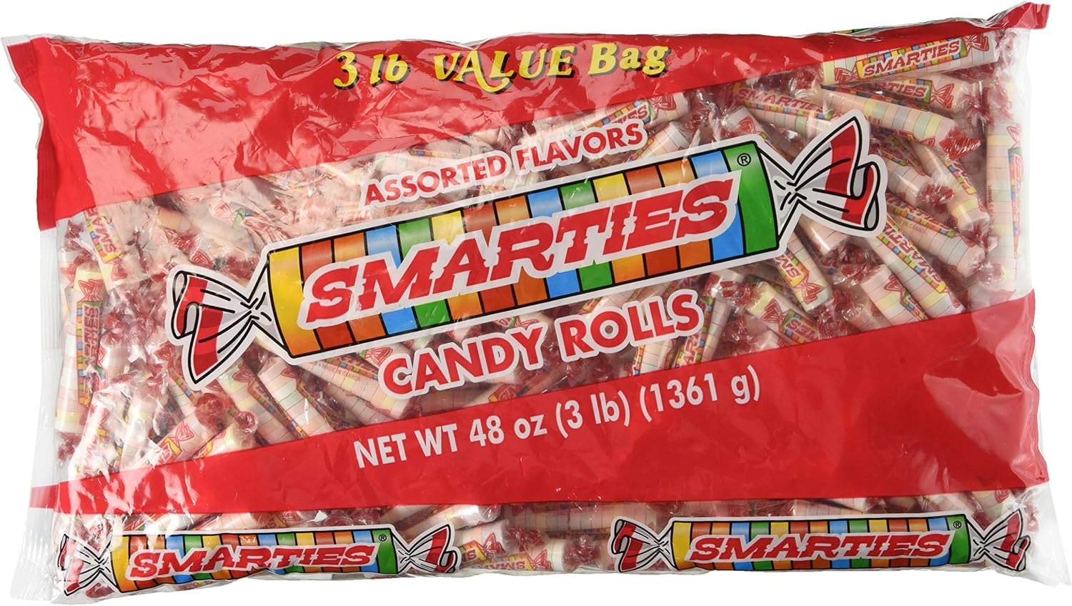 Smarties Assorted Flavor Candy Rolls 3 Pound Value Bag 180 Pieces Per ...