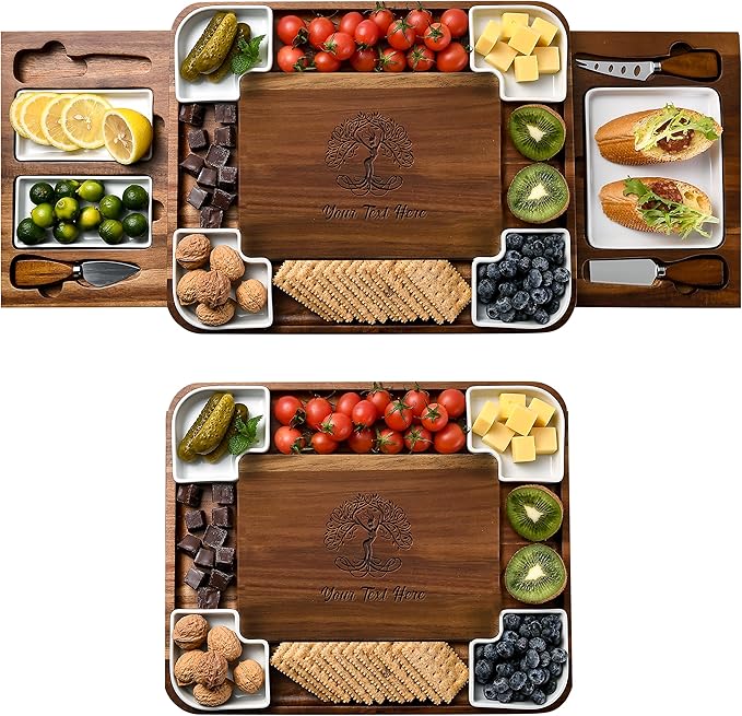 Amazon.com | Shanik Personalized Charcuterie Board & Cheese Platter Set ...