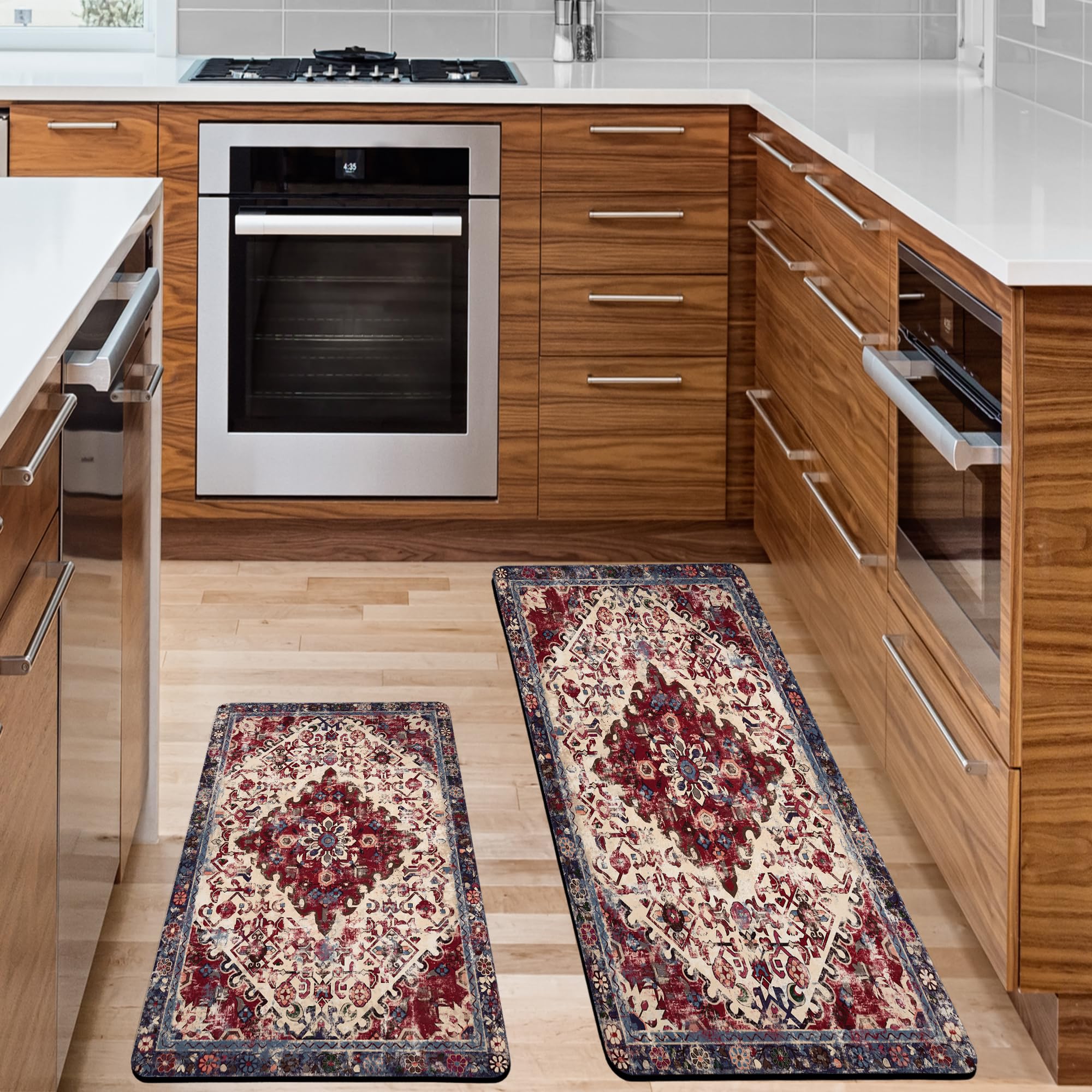 Boho Kitchen Rug Sets of 2 Pieces Anti Fatigue Foam Cushioned Kitchen ...
