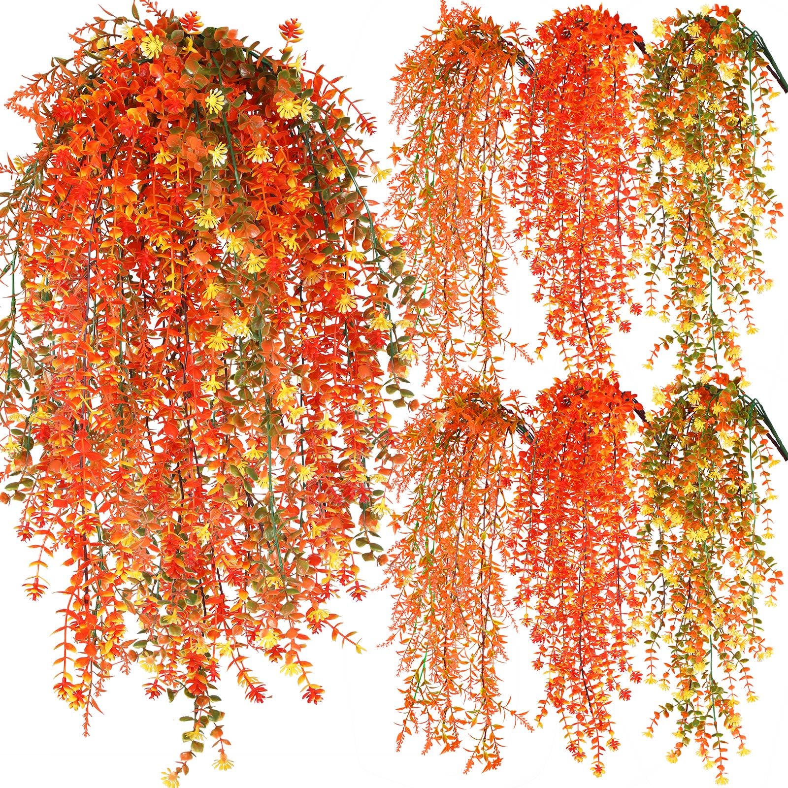 Amazon.com: 6 Pcs Artificial Hanging Plants Fall Faux Eucalyptus Leaf ...