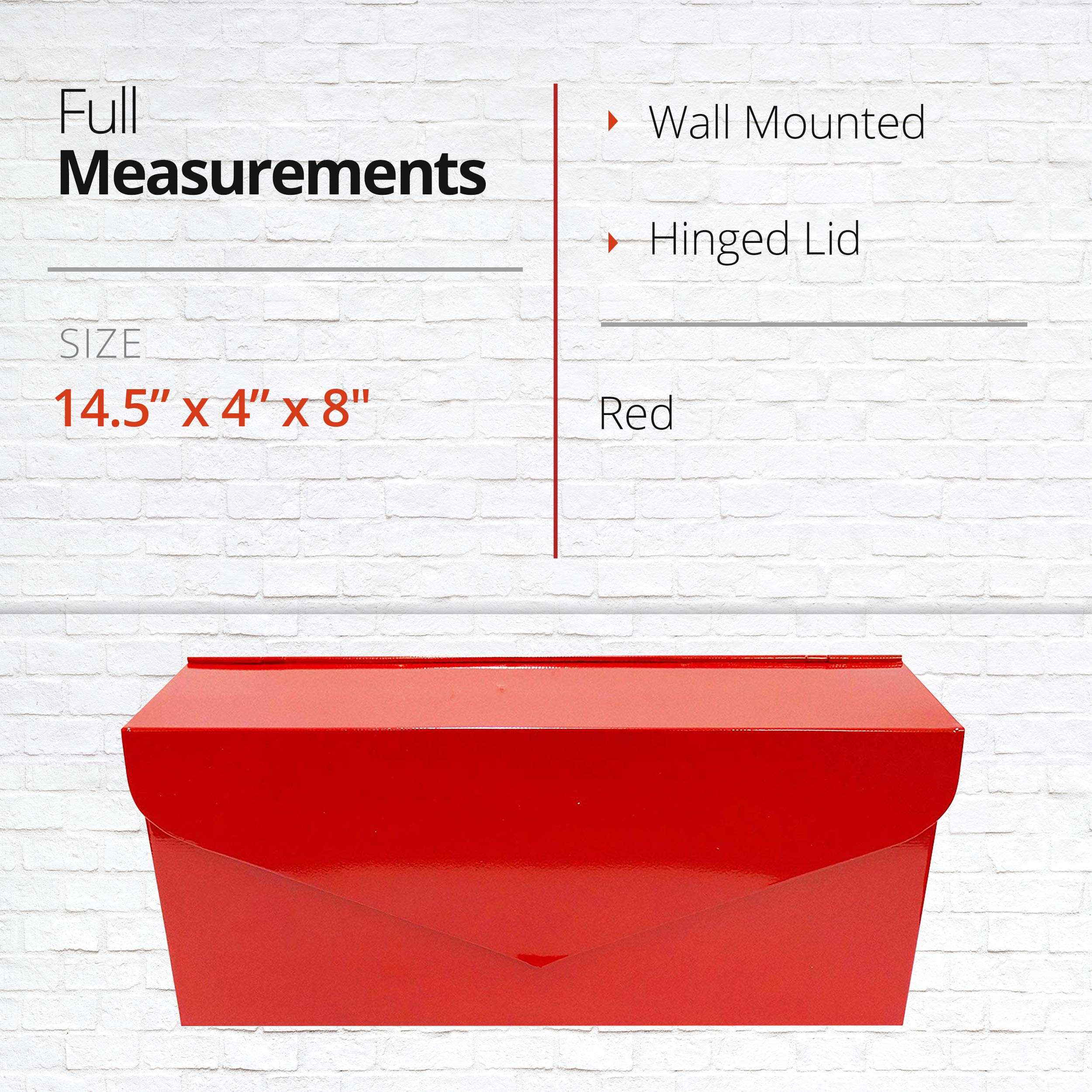 Snapklik.com : Red Envelope Wall Mount Mailbox, Rust Resistant Metal ...