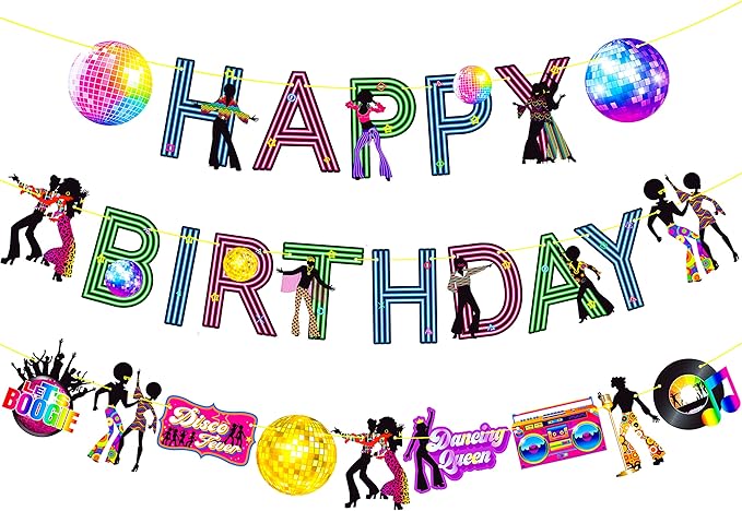 Amazon.com: Disco Birthday Party Banner Disco Party Decorations 3Pcs 70 ...