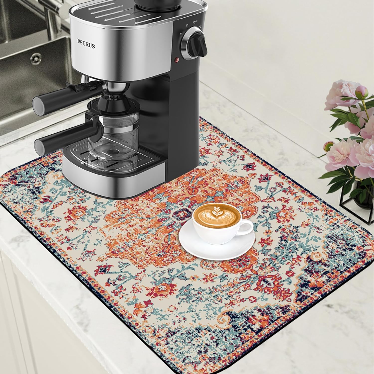 Amazon.com: Persian Vintage Boho Carpet Coffee Mat Dish Drying Mat for ...