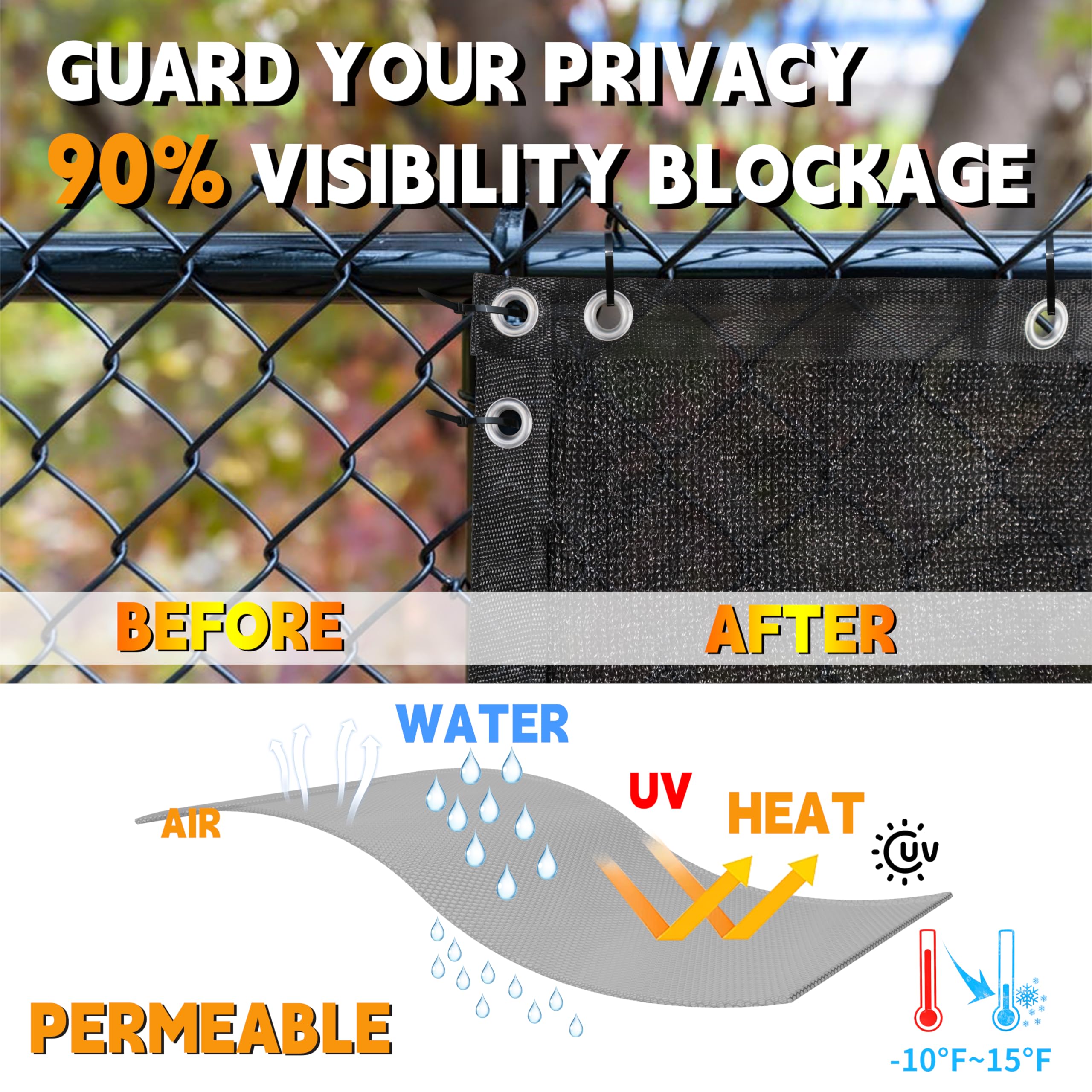 Snapklik.com : MVPNET 3 X 10 Fence Privacy Screen Black Fence Covering ...