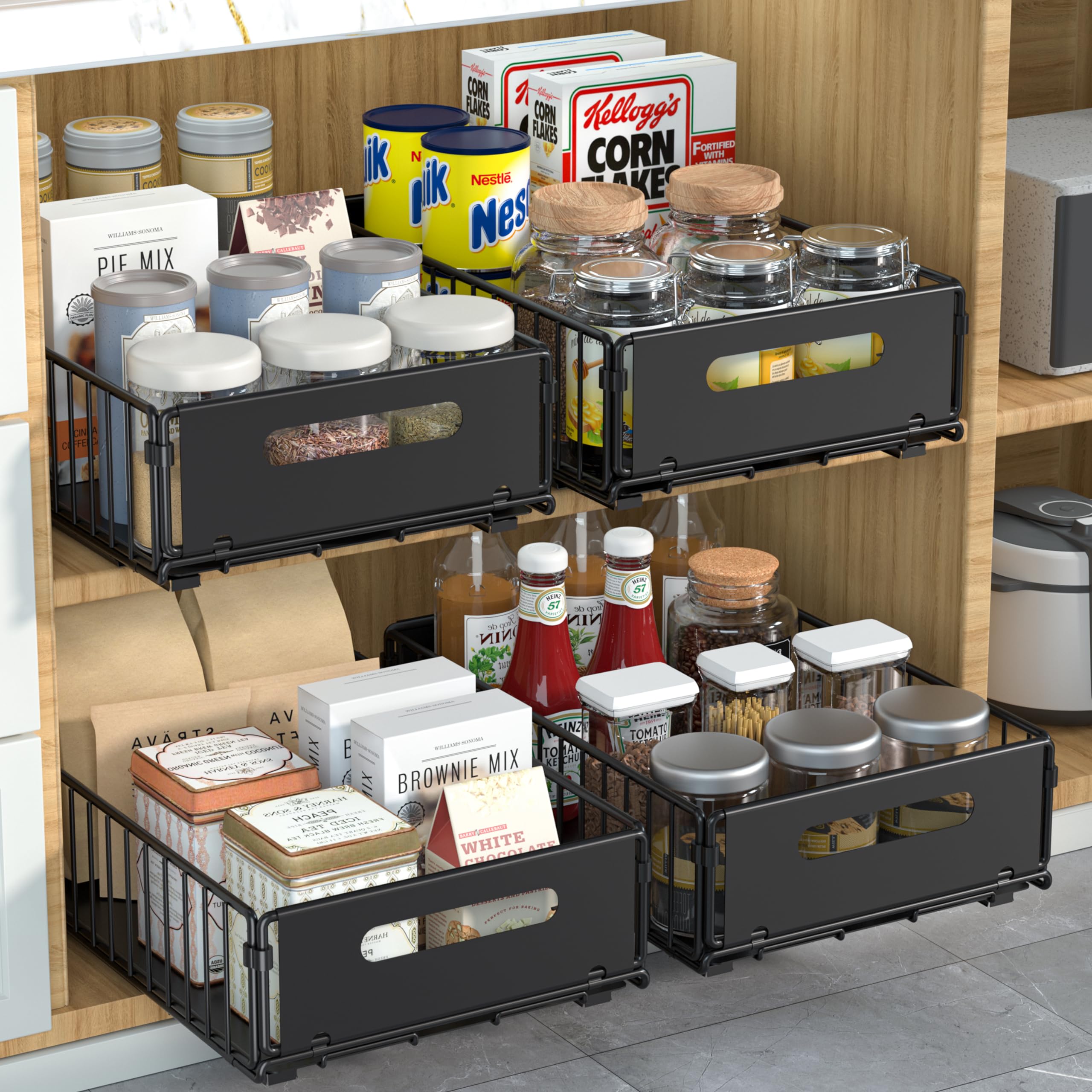 4 Pack Pull Out Cabinet Organizer Pull Out Drawers For Cabinets ...