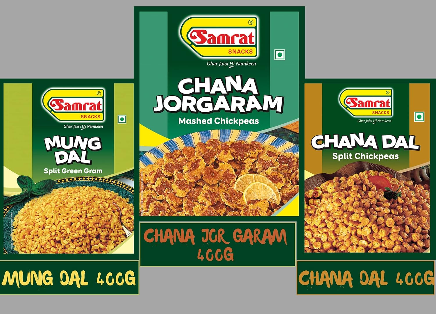 SAMRAT| Assorted Combo Pack of 3 | MUNG DAL | CHANA JOR GARAM | CHANA ...