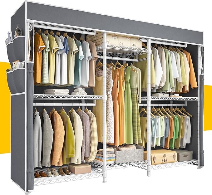 Amazon.com: Raybee Clothes Rack with Cover,Clothing Racks for Hanging ...