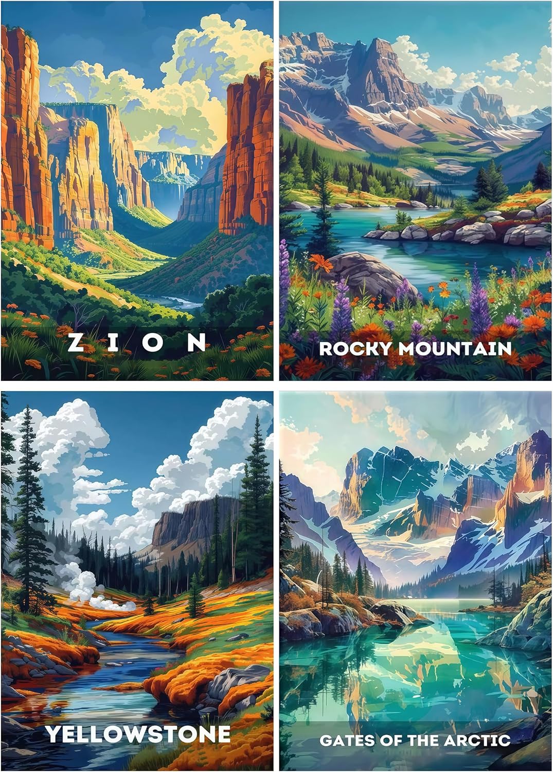 Amazon.com: NEGEKFKX 4 Pack National Parks Diamond Art Kits for Adults ...