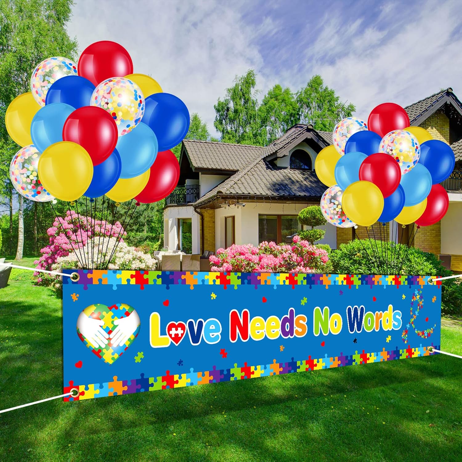 Amazon.com: 42 Pcs Autism Awareness Decorations Set Love Needs No Words ...
