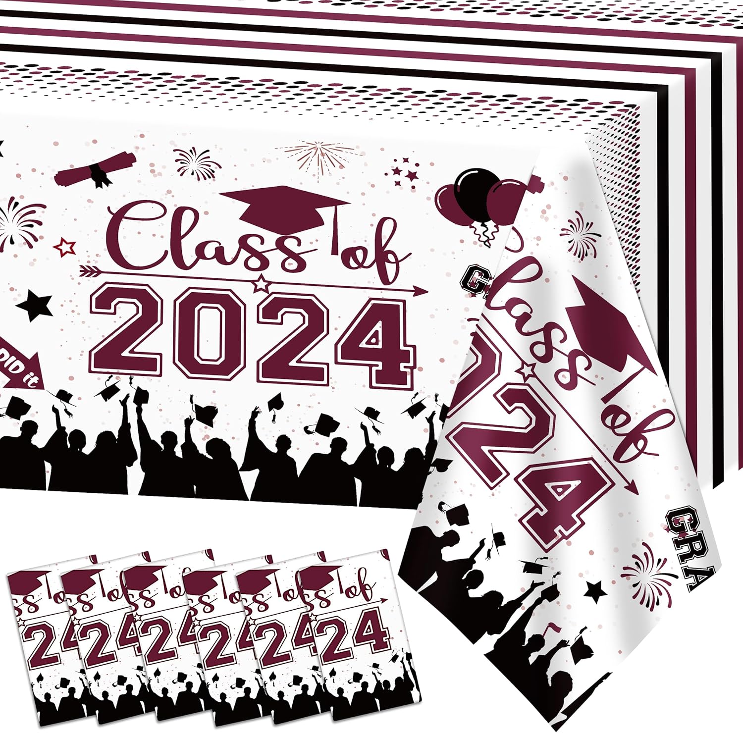 Amazon.com: Erweicet Graduation Tablecloth 6pcs, Maroon Graduation ...