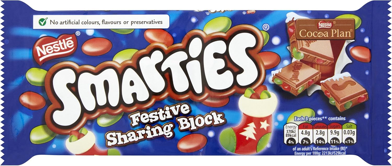 Smarties Festive Sharing Block, 100 g, (Pack of 12) : Amazon.co.uk: Grocery