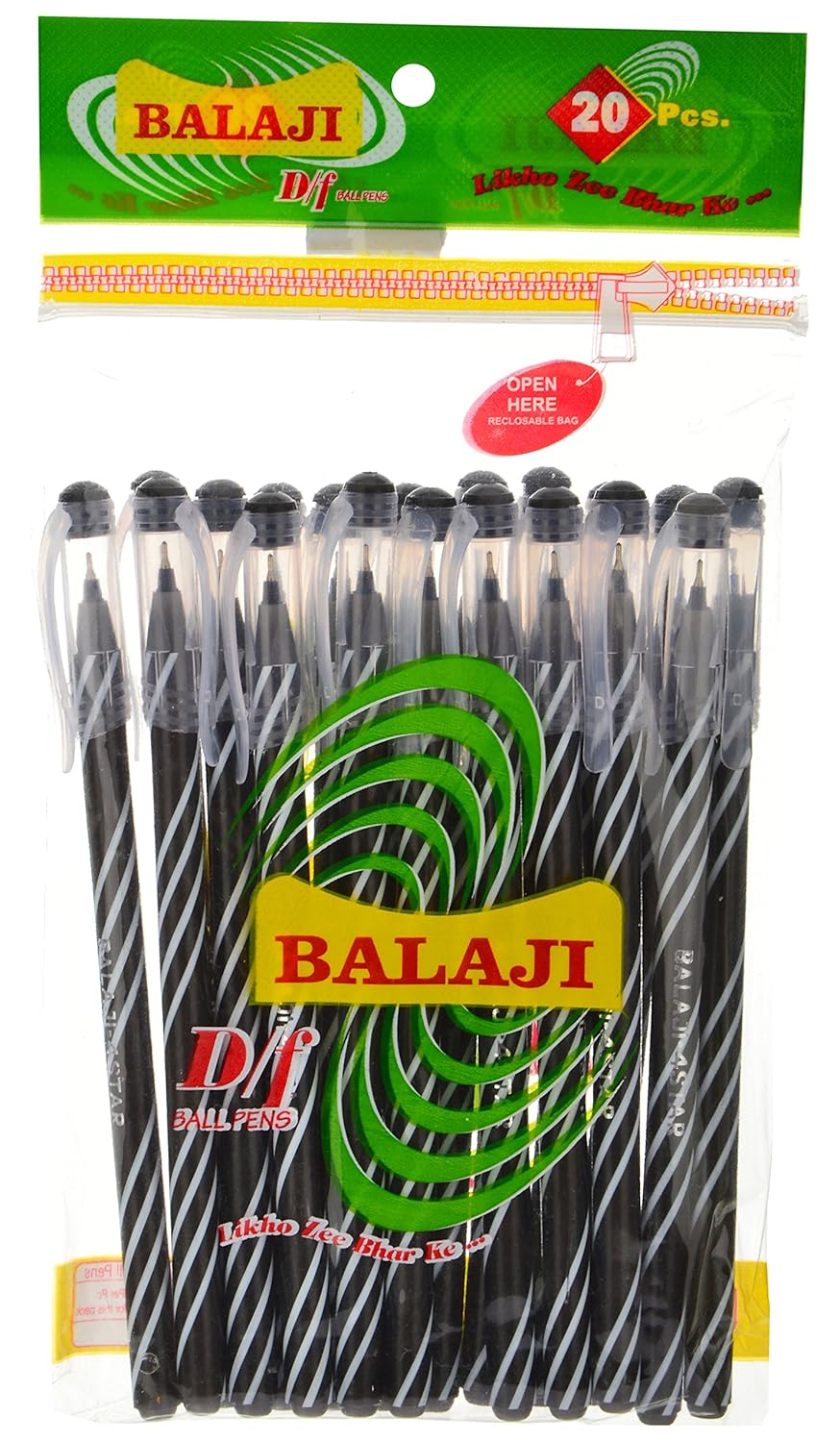 Balaji 4 Star Zipper Pack Df Pen Black (Pack of 20) : Amazon.in: Office ...