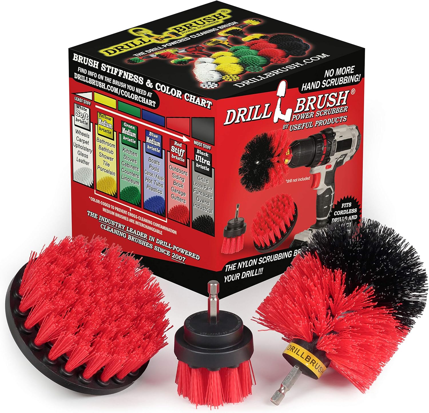 Amazon.com: Drill Power Heavy Duty Stiff Bristle Scrub Brush Cleaning ...