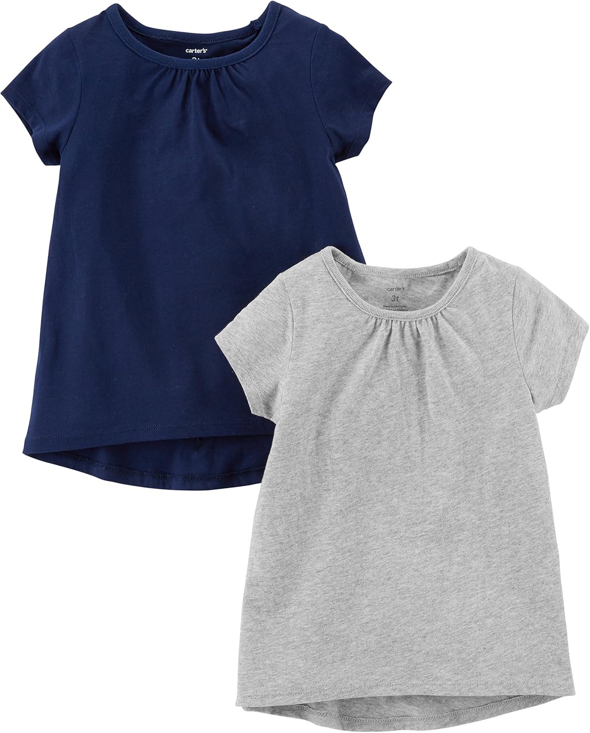 Amazon.com: Carter's Baby Girls' 2-Pack Tees, Navy/Grey, 9 Months ...