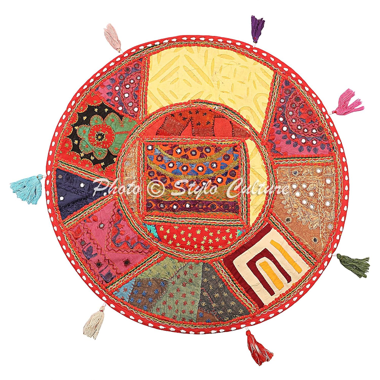 Buy Stylo Culture Jaipuri Gaddi for Chair Round Cotton Floor Cushion ...