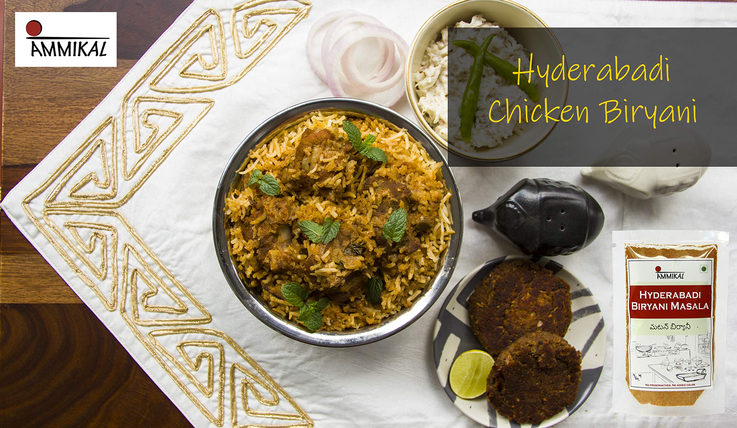 Buy Ammikal Hyderabadi Biryani Masala (120g) | 100% Veg | Use with ...