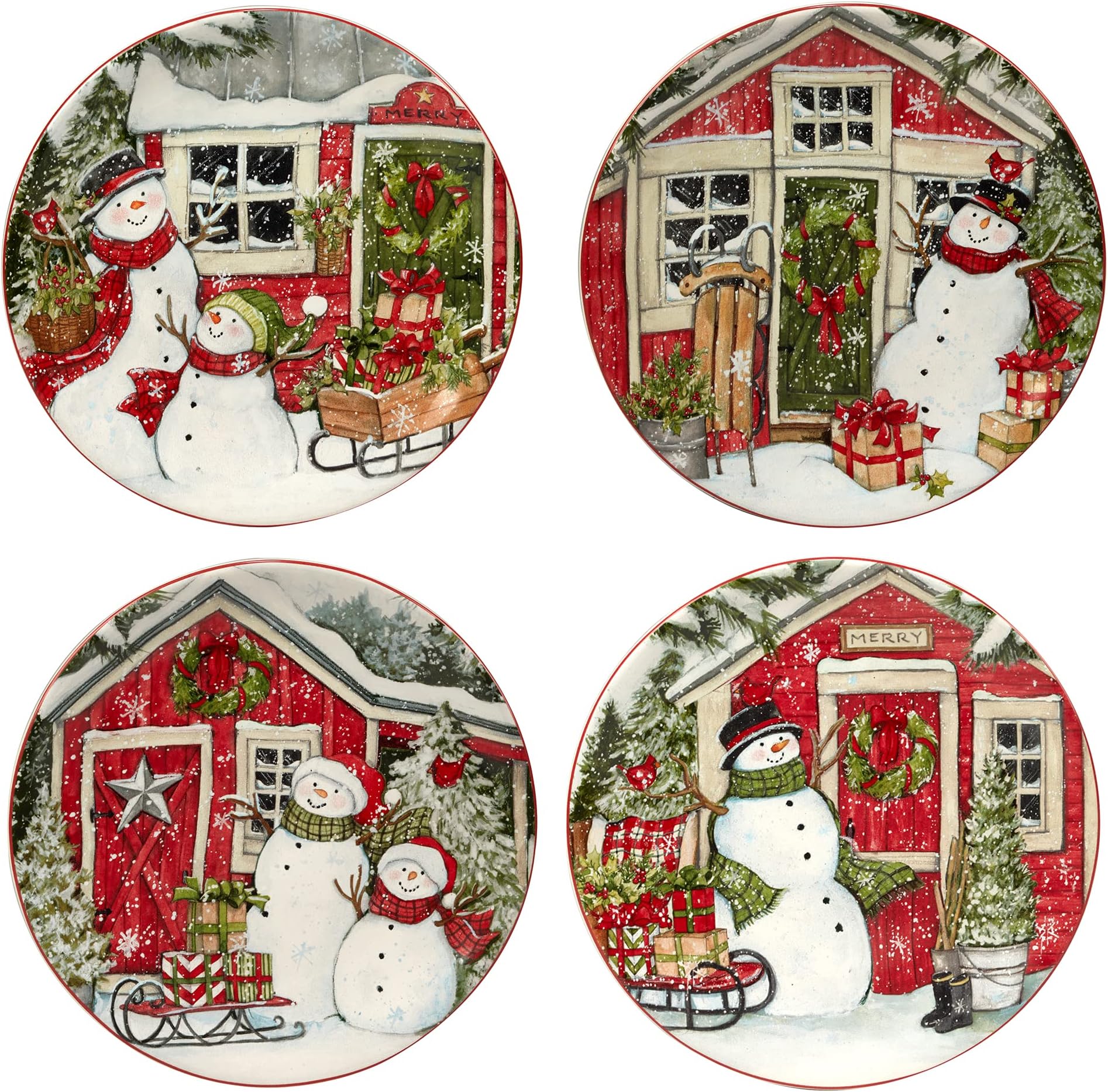 Amazon.com: Fitz and Floyd Snow Days Snowman Set of 4 Appetizer Salad ...