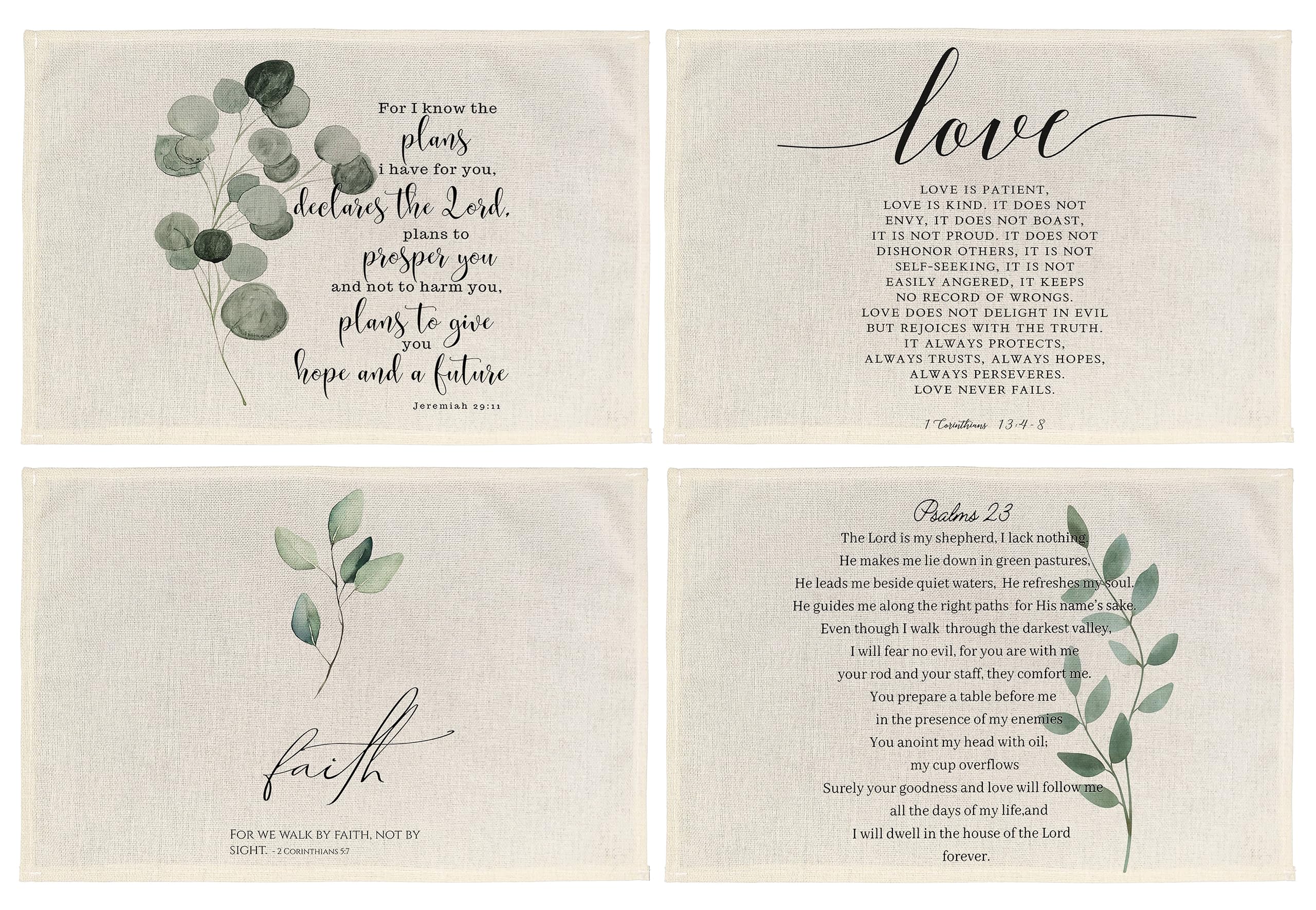Amazon.com: GICHUGI Christian Bible Verse Placemats Set of 4,Rustic ...